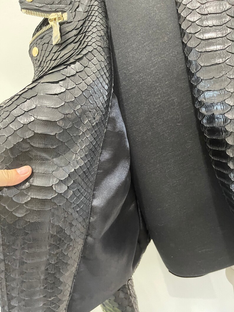 Man's Snakeskin Biker Jacket Black King Python Leather - Etsy