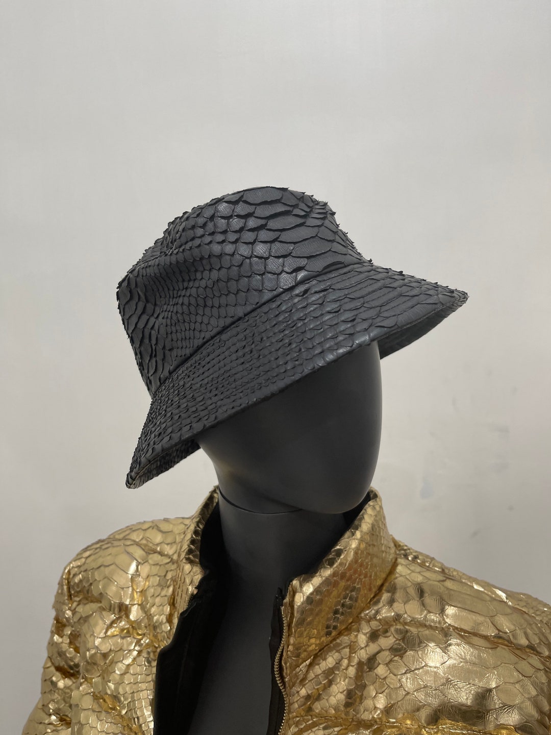 Snakeskin Hat, Python Leather Cap, Snake Skin Hat, Leather Cap, Python ...