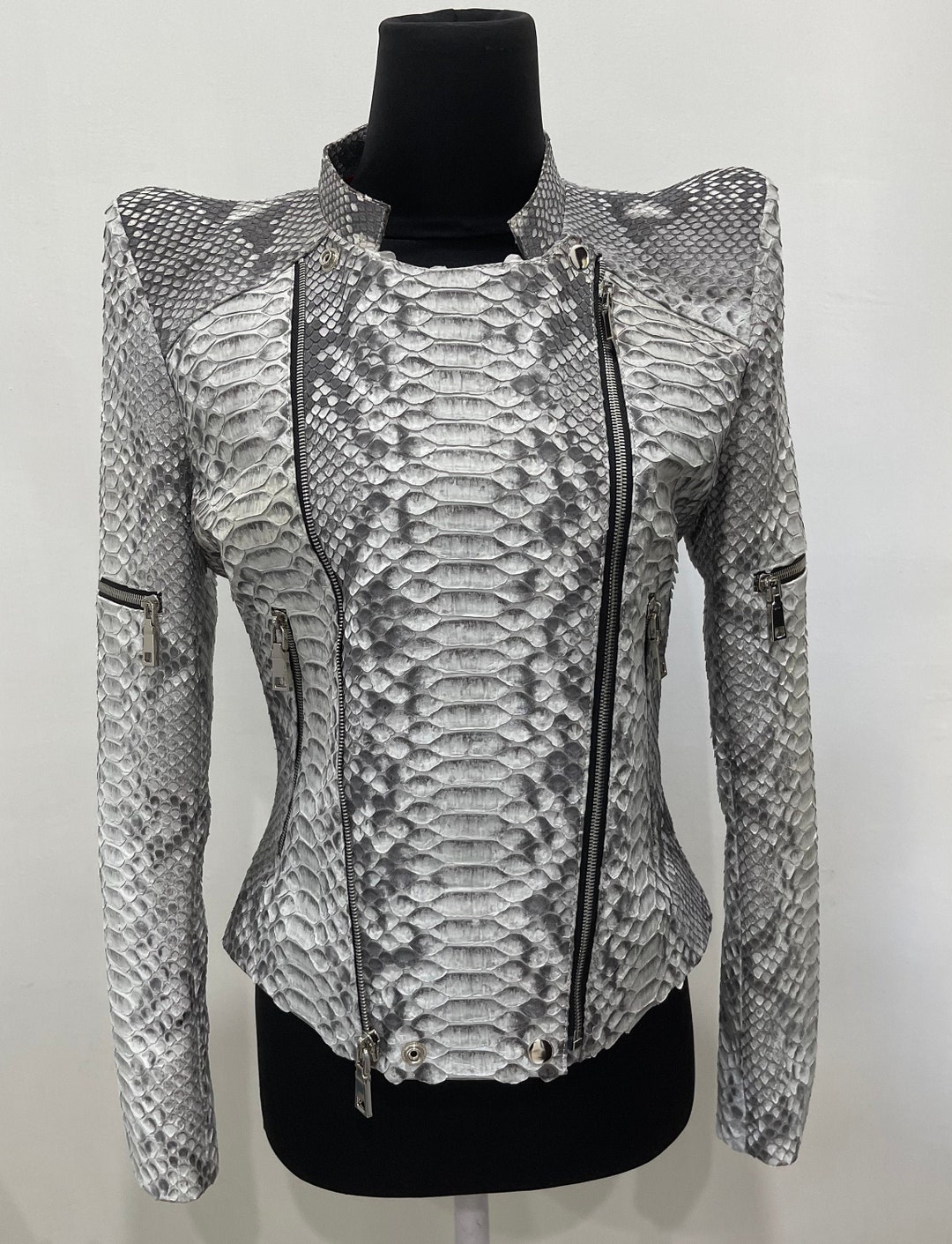 Women's Snakeskin Jacket, Python Leather Jacket, Elegant Leather Jacket ...
