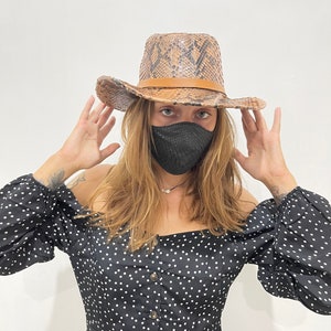 Snakeskin Hat, Python Leather Cowboy Hat, Leather Cap, Python Leather ...