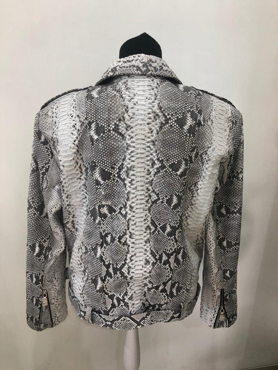 Man's Snakeskin Biker Jacket, Python Leather Biker Jacket, Motorcycle ...
