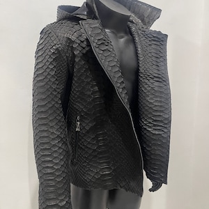 Man’s KING Snakeskin Custom Biker Jacket, Black Python Leather Jacket ...