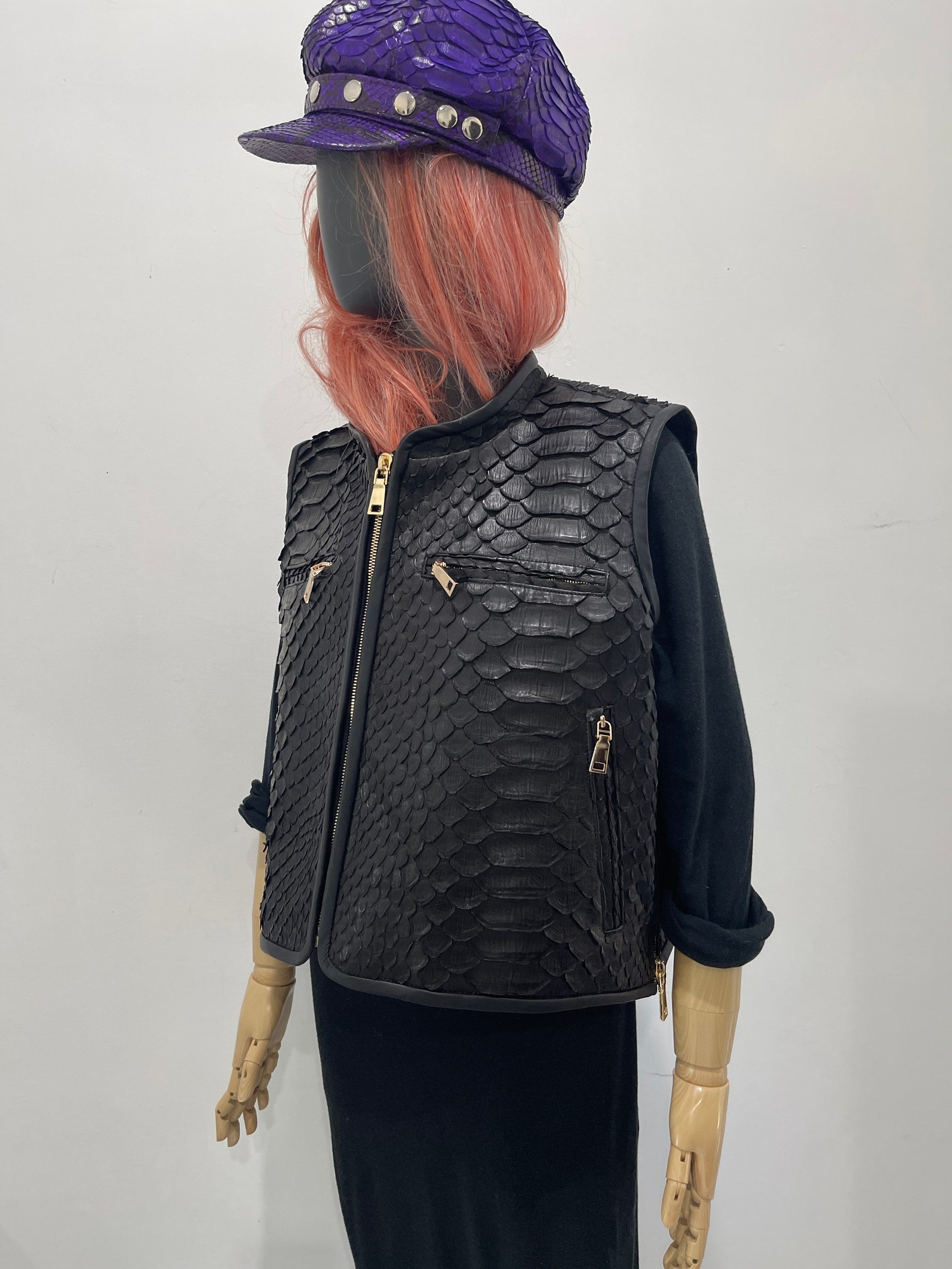 Dragon Python Leather Vest King Python Vest Woman Snakeskin - Etsy