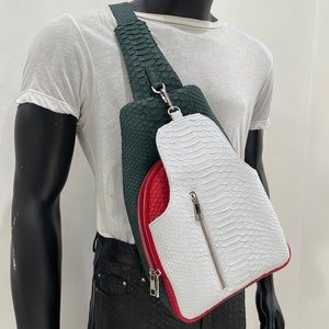 Snakeskin Backpack, Unisex Python Leather Backpack, Leather Rucksack ...