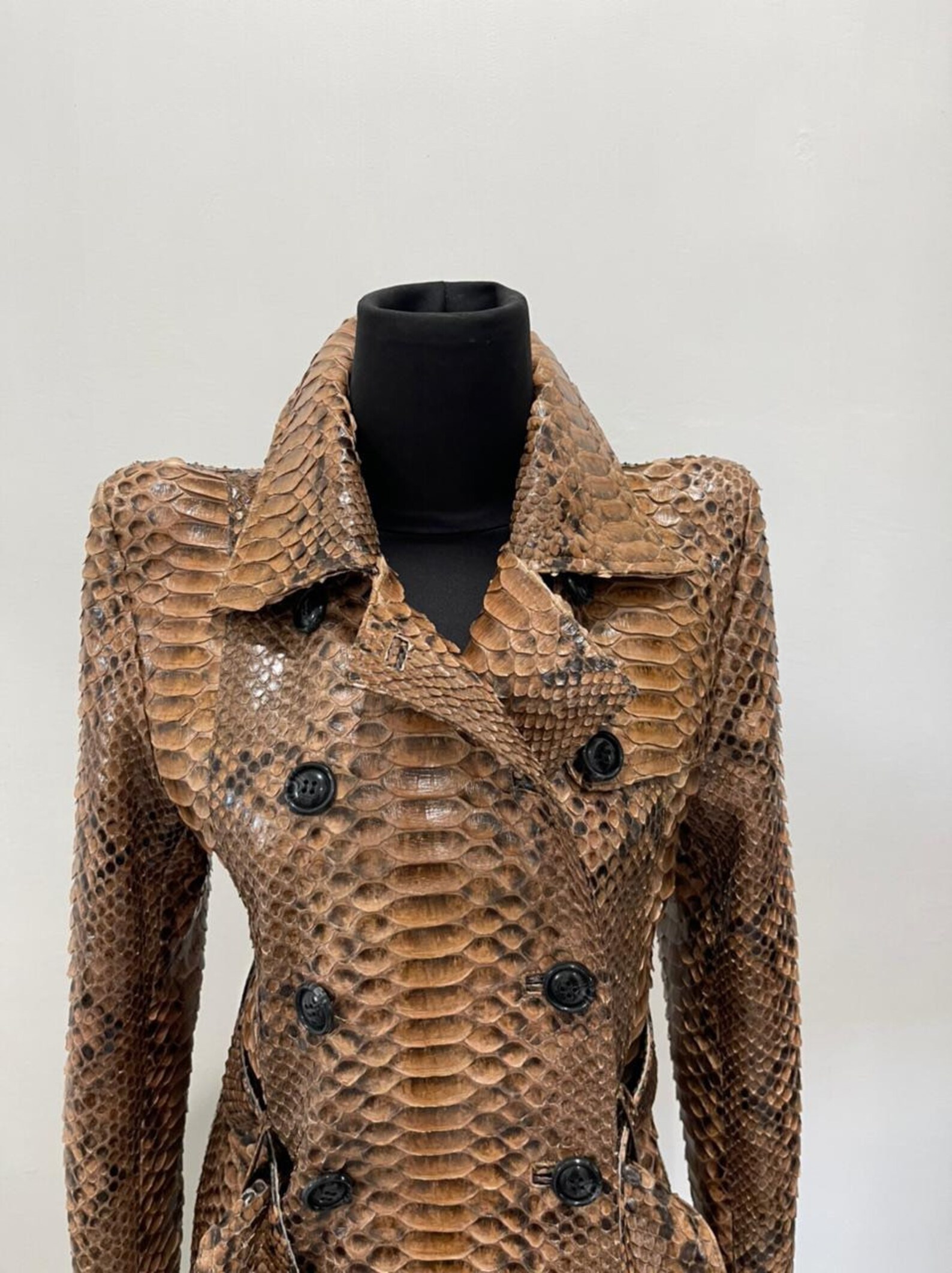 Woman's Dragon Python Leather Trench Coat Snakeskin - Etsy