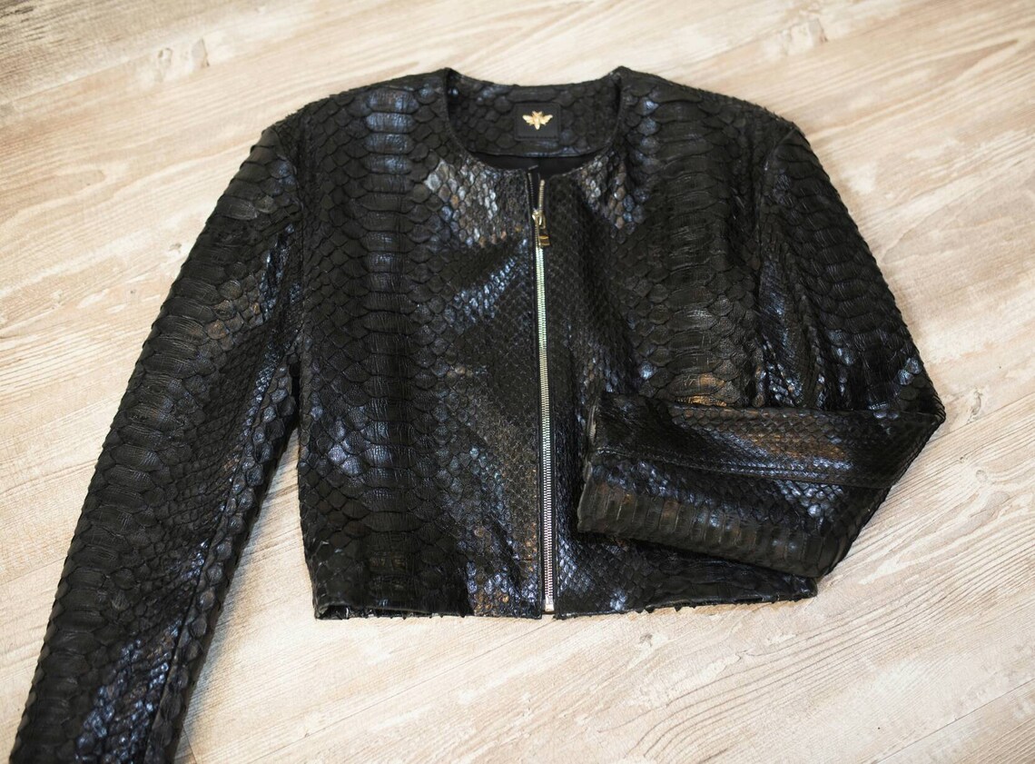Snakeskin Jacket Exotic Python Natural Fine Leather Textured | Etsy