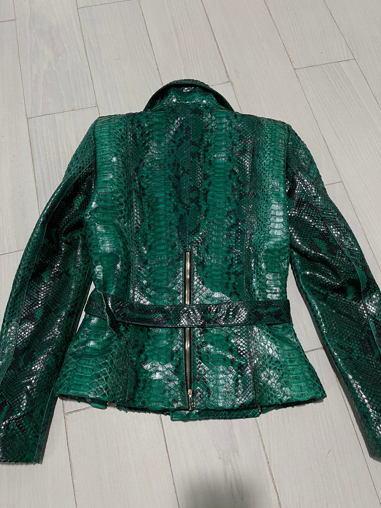 Women's Snakeskin Jacket, Green Python Leather Jacket, Green Snakeskin ...