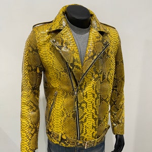 Custom Man’s Snakeskin Biker Jacket, Motor Python Leather Jacket ...