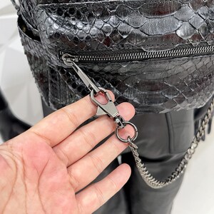 Snakeskin Backpack | Unisex Black Python Leather Backpack | Glossy ...