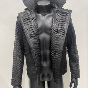 Man’s KING Snakeskin Custom Biker Jacket, Black Python Leather Jacket ...