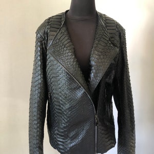 Dragon Python Leather Jacket, Hooded Women's Snakeskin Jacket, King ...