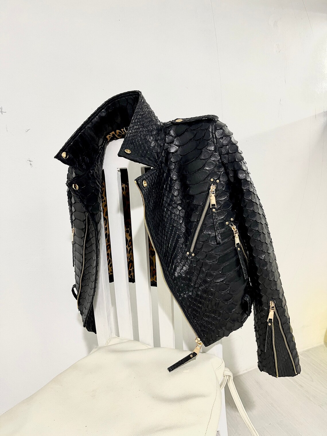 Snakeskin Woman's Jacket Dragon Python Leather Jacket | Etsy