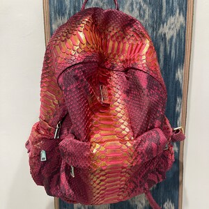 Snakeskin Backpack | Unisex Black Python Leather Backpack | Glossy ...