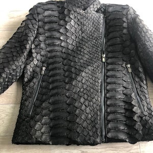 Custom King Python Leather Jacket, Woman’s Biker Snakeskin Jacket ...