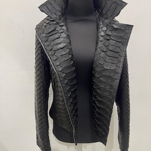 Custom King Python Leather Jacket, Woman’s Biker Snakeskin Jacket ...