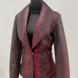 Woman Snakeskin Jacket, Red Python Leather Jacket, Woman Red Snakeskin ...