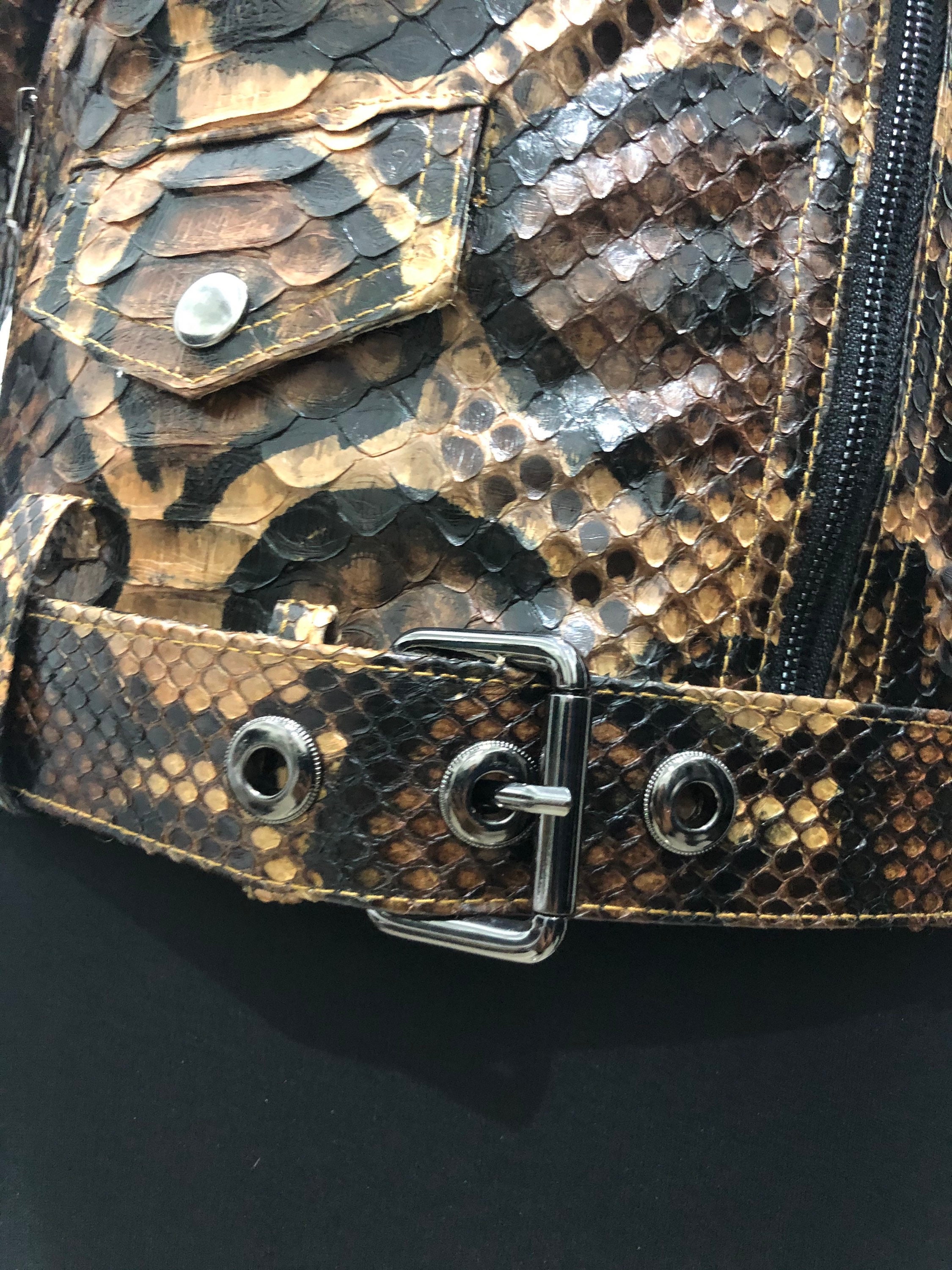 Snakeskin Women's Jacket Tiger Print, Genuine Python Leather Jacket for ...