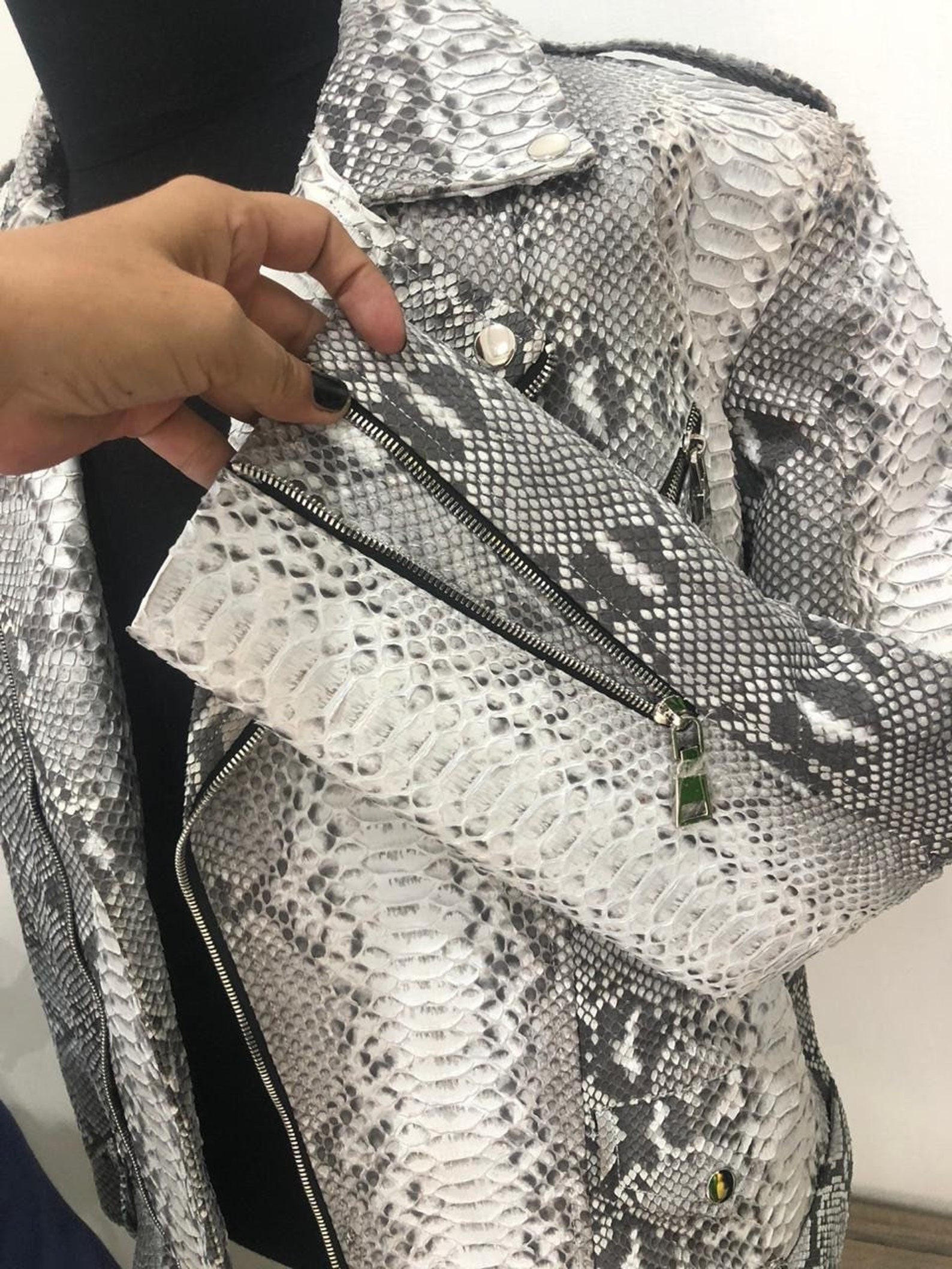 Man's Snakeskin Biker Jacket Python Leather Moto Jacket - Etsy