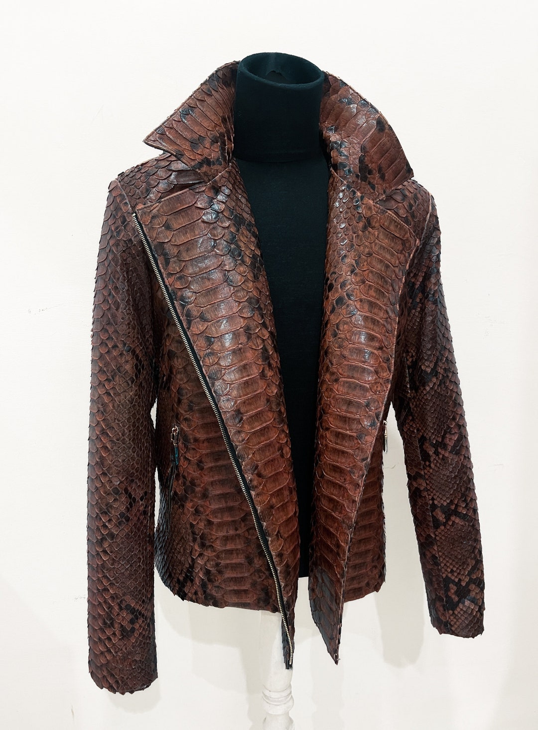 Mans KING Snakeskin Biker Jacket, Brown Biker Custom Jacketfor Men ...
