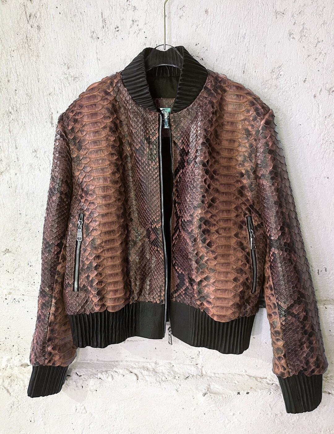 Man’s KING Snakeskin Bomber Jacket, Custom Jacket for Men, Dragon Python Leather Jacket, Leather ...