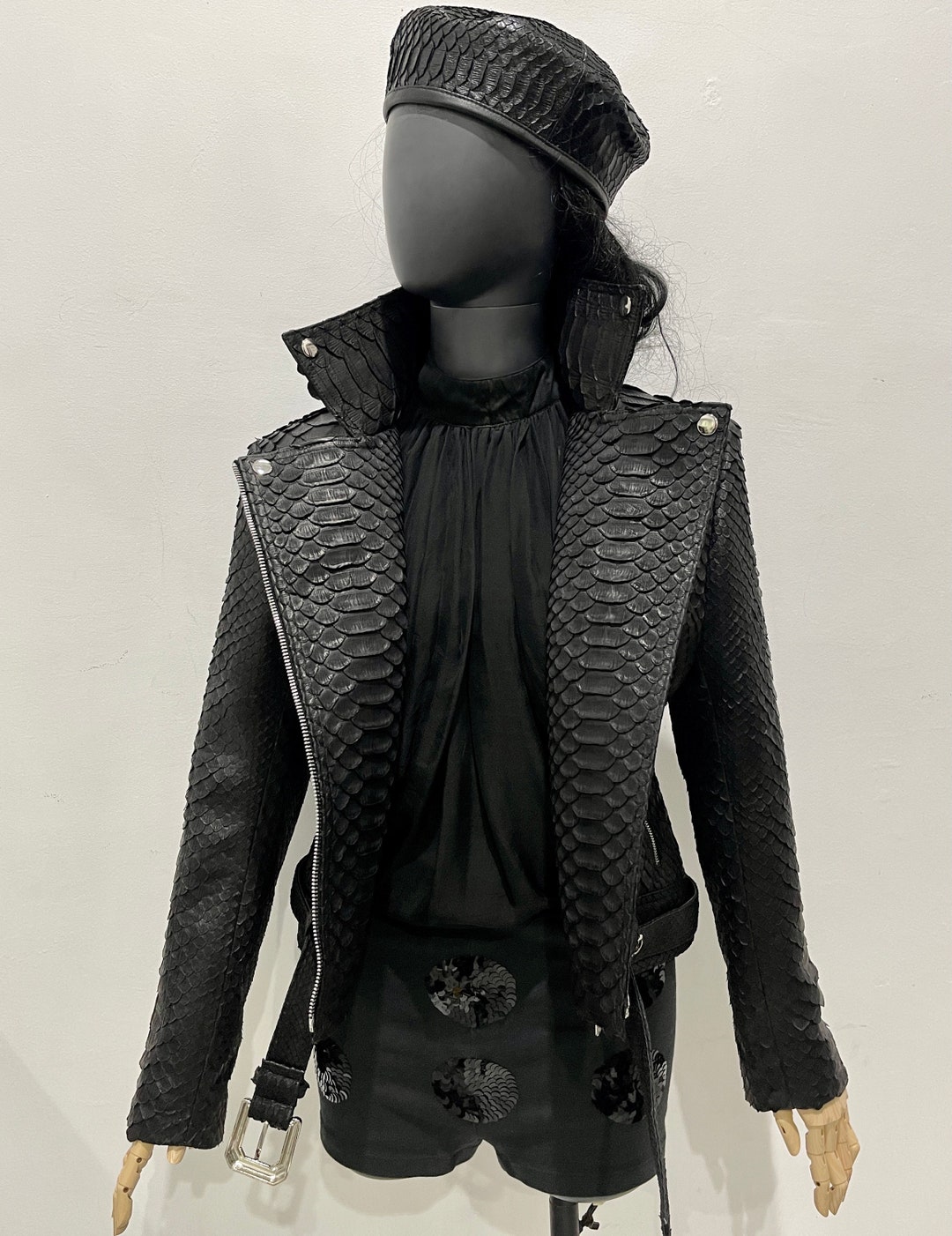 Custom Biker Python Leather Jacket, Snakeskin Jacket, Woman’s Leather ...