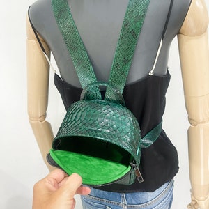 Python Leather Backpack, Snakeskin Backpack, Geen Leather Rucksack, Custom Leather Backpack - Etsy