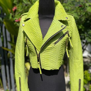 Green Snakeskin Jacket Womens Python Leather Jacket Glossy - Etsy
