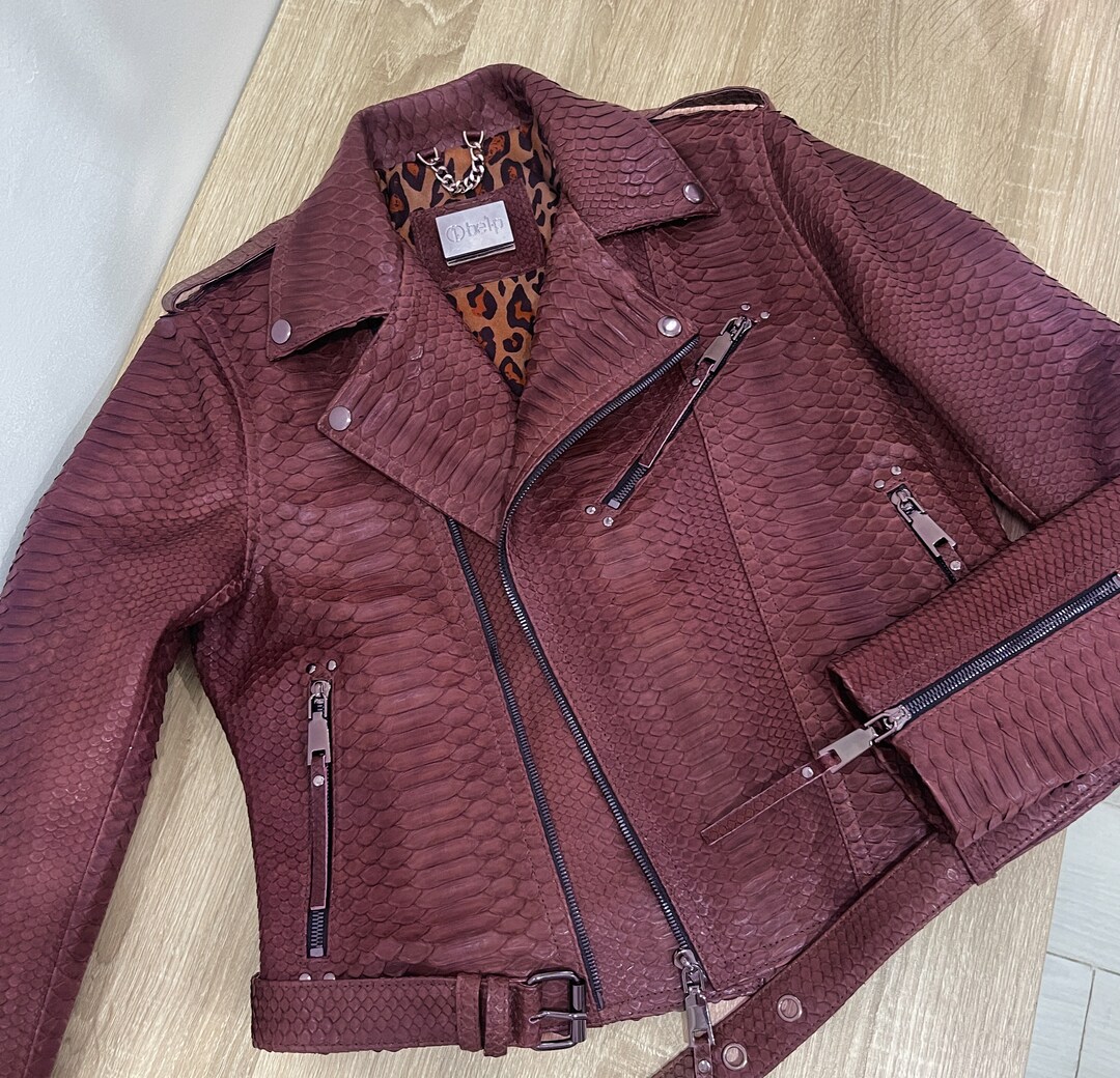 Women's Snakeskin Jacket | Moto Python Jacket | Python Leather Biker ...