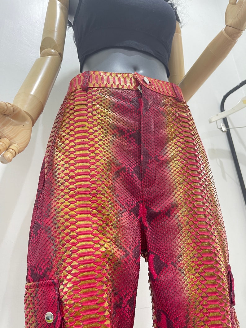 Python Leather Pants Snakeskin Culottes Pants Leather - Etsy
