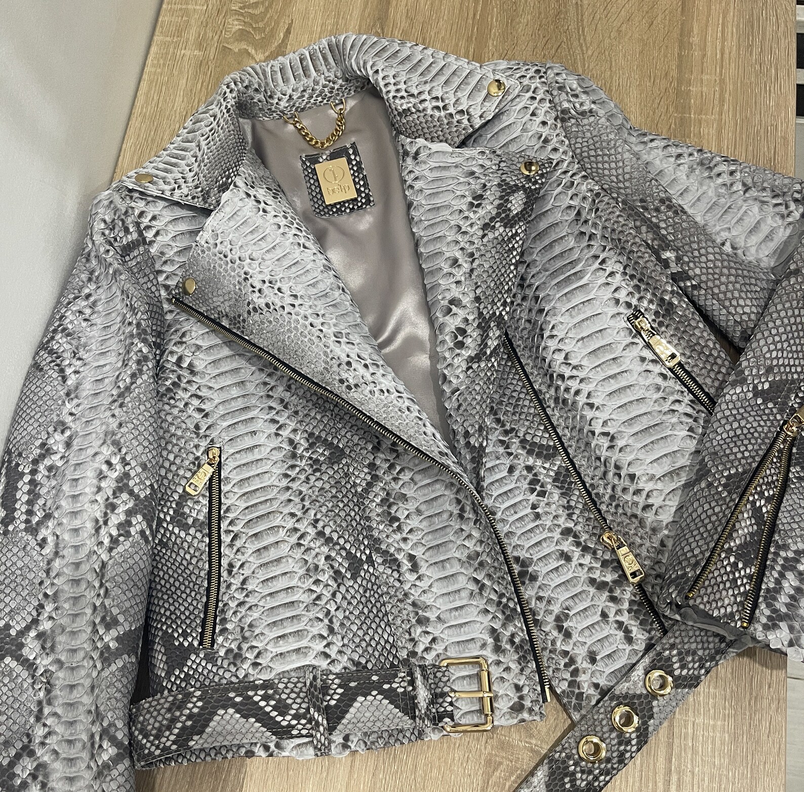 Women's Snakeskin Jacket, Python Leather Jacket, Real Python Leather ...