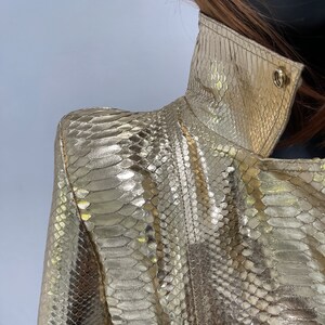 Golden Snakeskin Custom Jacket, Python Biker Leather Jacket, Woman's ...