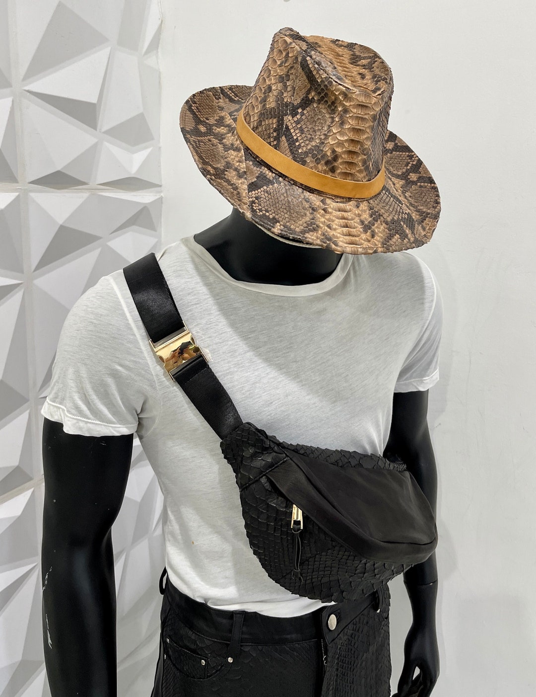 Snakeskin Cowboy Hat, Python Leather Cowboy Hat, Leather Cap, Python ...