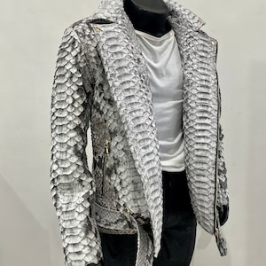 Man's Custom Biker Jackеt, King Snakeskin Python Leather Motorcycle ...