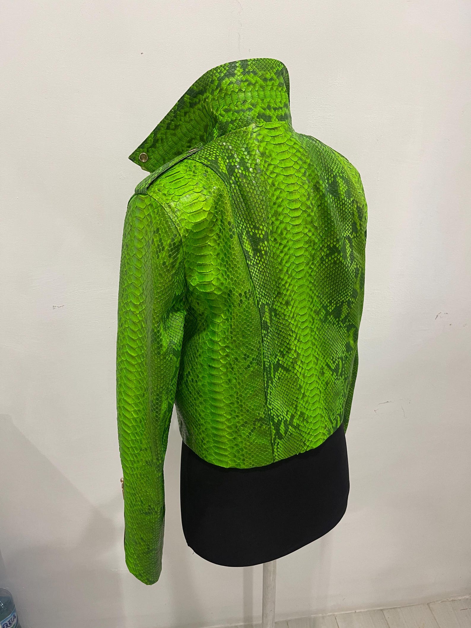 Women's Snakeskin Jacket, Green Python Leather Jacket, Green Snakeskin ...