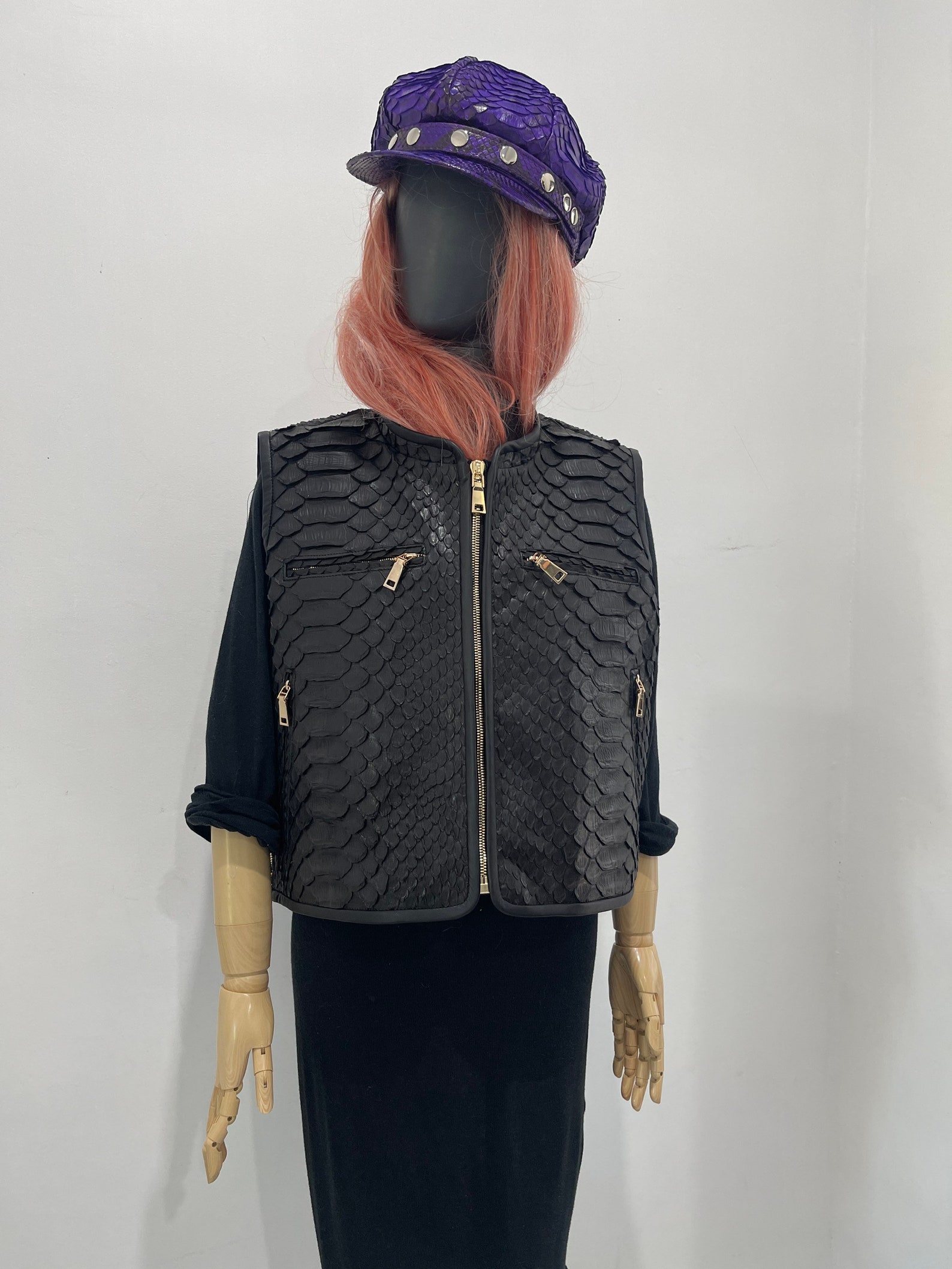 Dragon Python Leather Vest King Python Vest Woman Snakeskin - Etsy