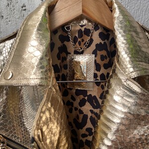 Golden Snakeskin Jacket | Python Leather Jacket | Woman's Golden ...