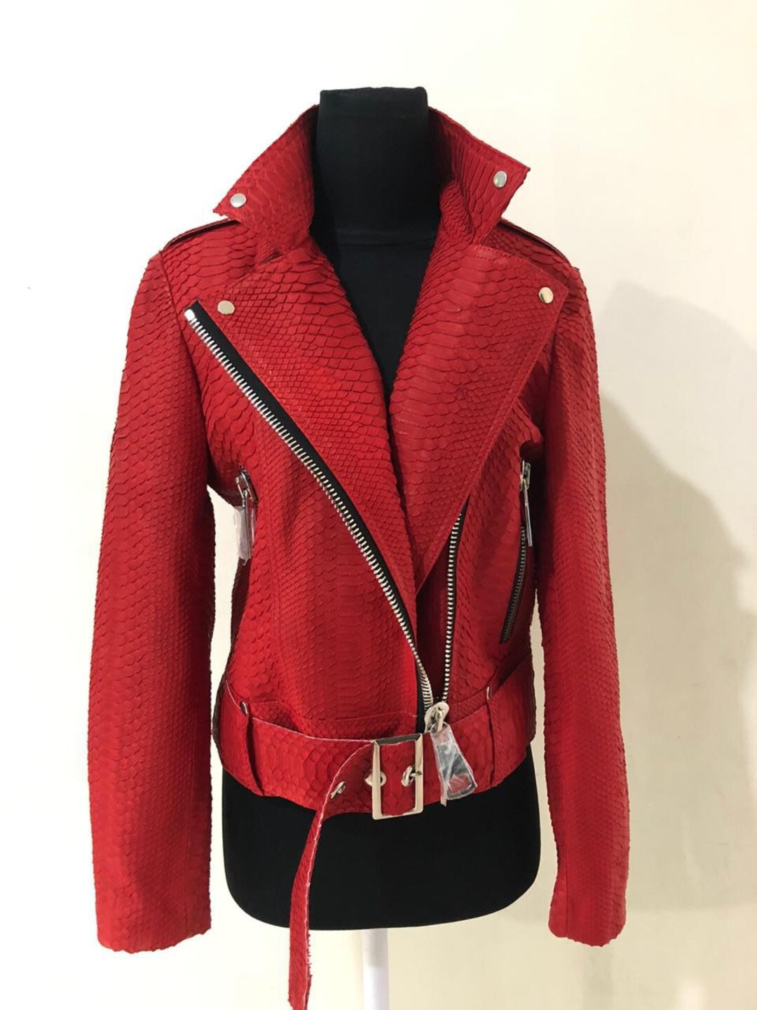 Women's Snakeskin Jacket, Moto Python Jacket, Python Leather Biker ...