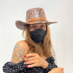 Snakeskin Hat, Python Leather Cowboy Hat, Leather Cap, Python Leather ...