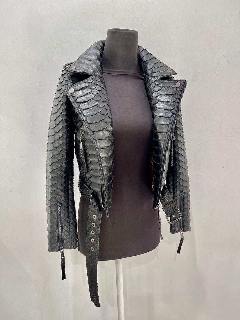 Custom Python Leather Jacket Womans Biker Snakeskin Jacket - Etsy
