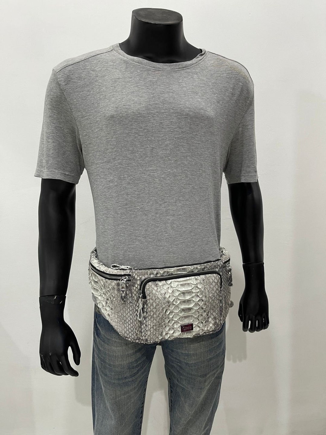 Snakeskin Fanny Pack, Python Leather Waist Bag, Snakeskin Belt Bag, Leather Hip Pouch, Festival ...