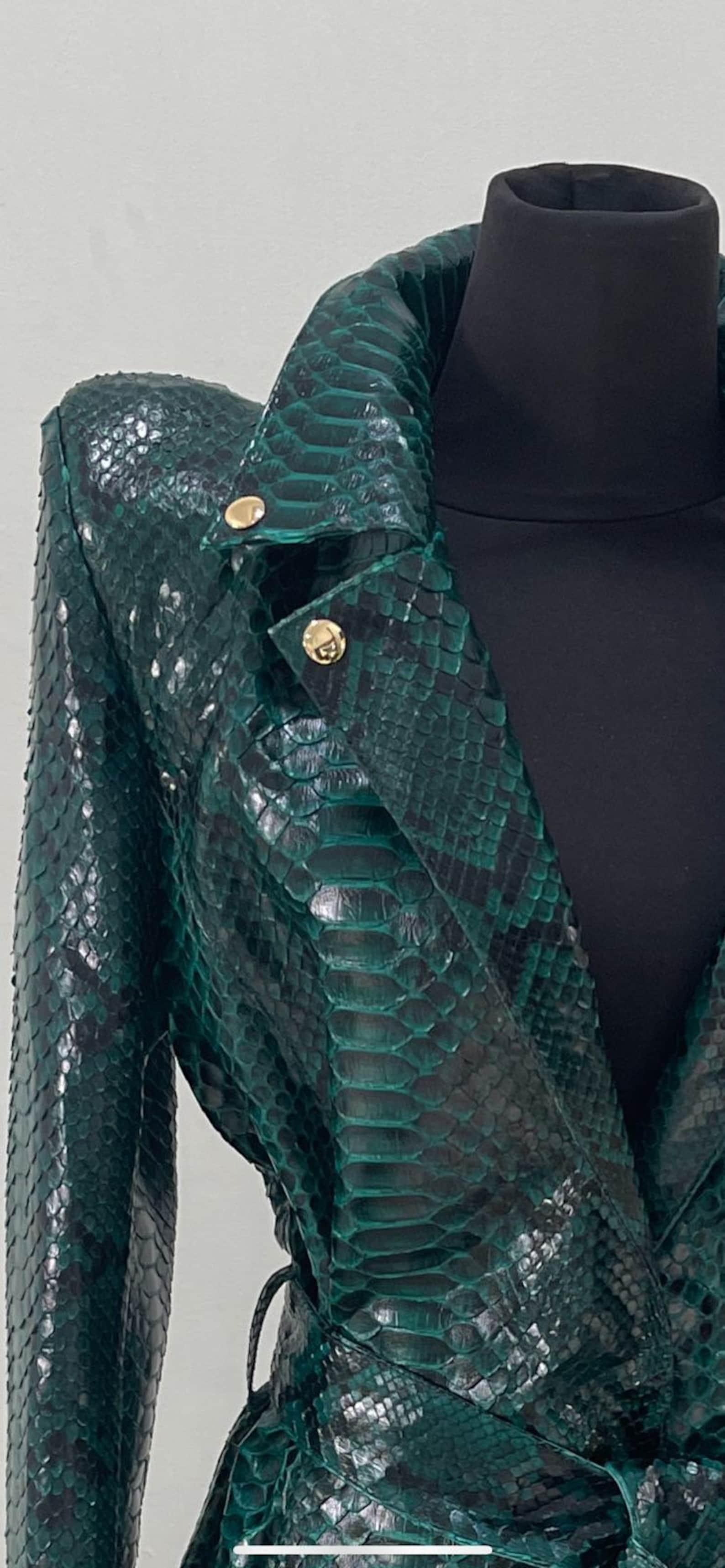 Snakeskin Long Womens Coat Long Python Leather Trench - Etsy