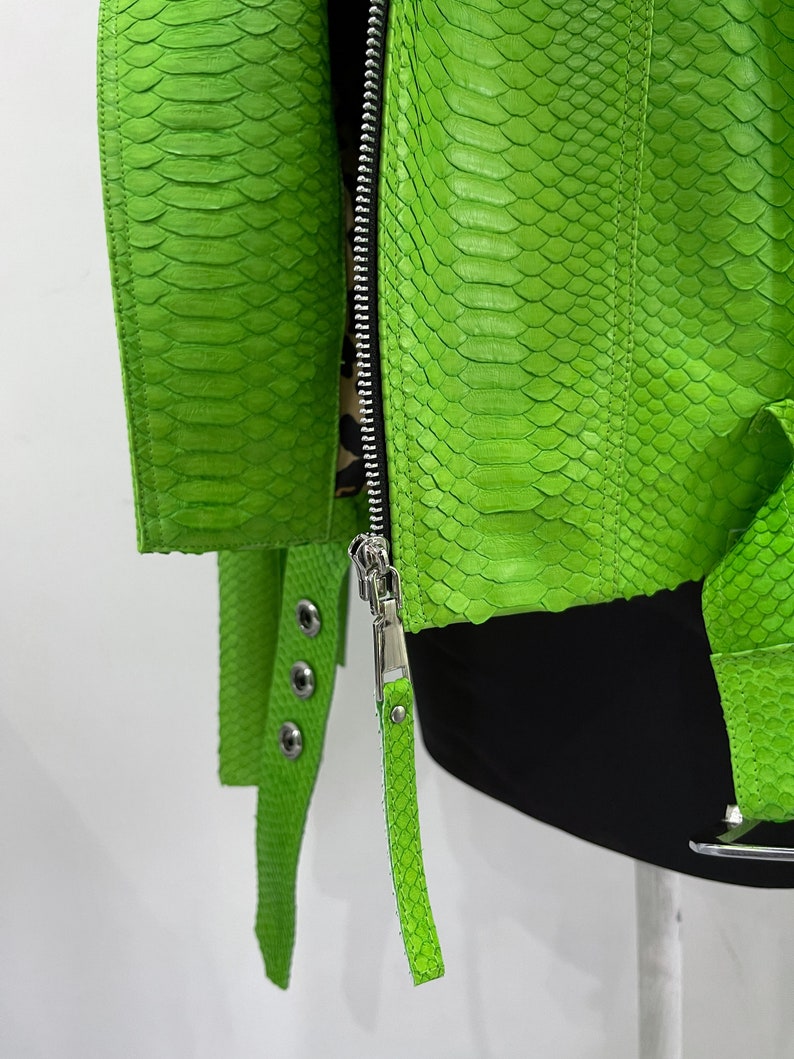 Green Snakeskin Jacket Womens Python Leather Jacket Glossy - Etsy