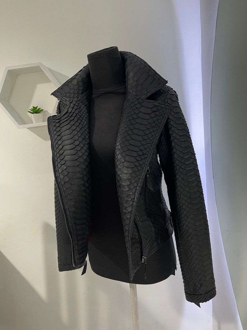 King Python Leather Jacket Womans Black Snakeskin Jacket - Etsy