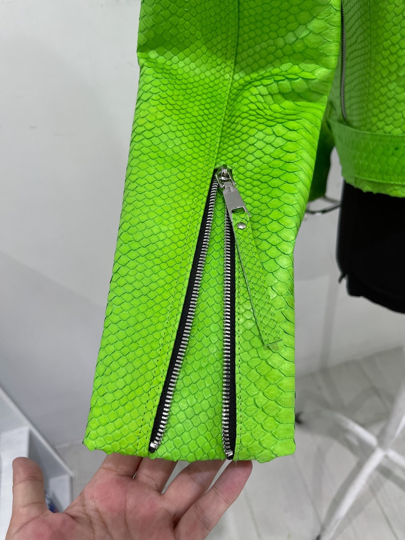 Green Snakeskin Jacket Womens Python Leather Jacket Glossy - Etsy