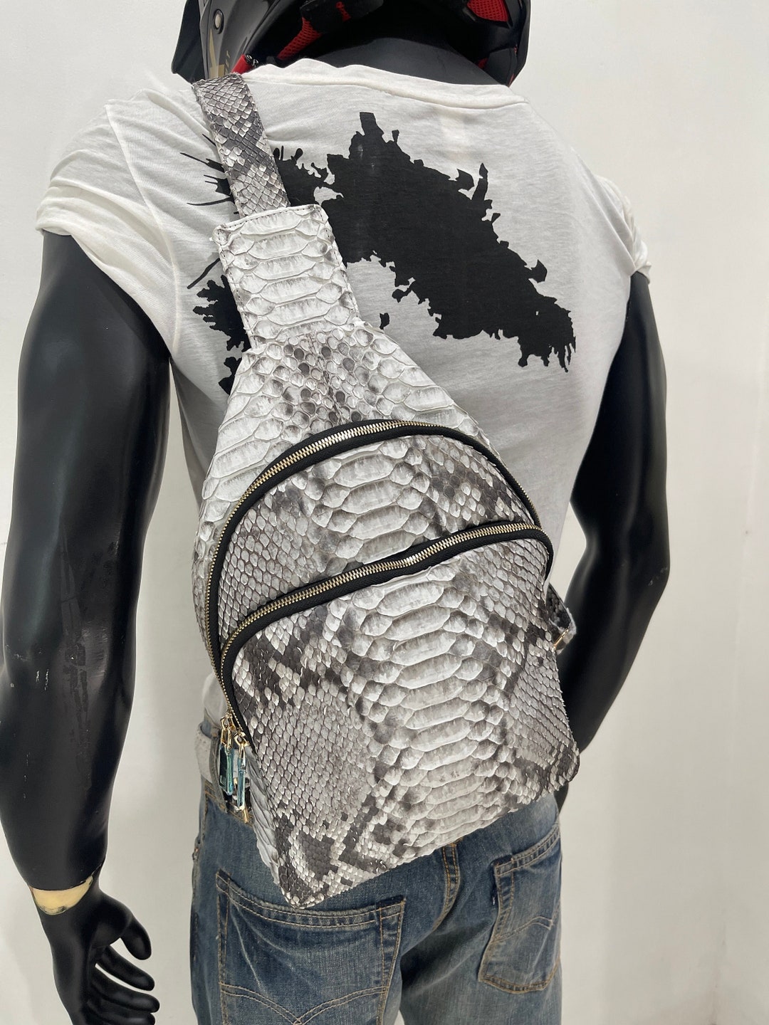 Snakeskin Backpack, Unisex King Python Leather Backpack, Leather ...