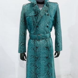 Men’s Snakeskin Trench Coat, Dragon Python Leather Men’s Coat, Men’s ...