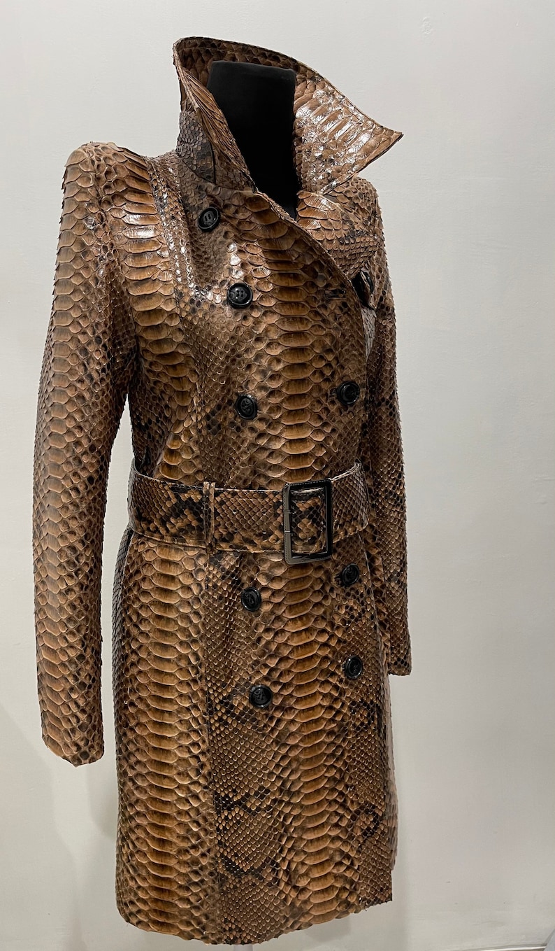Woman's Dragon Python Leather Trench Coat Snakeskin - Etsy