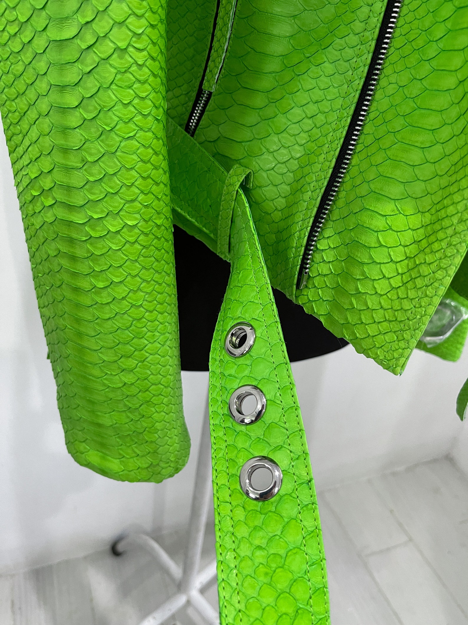 Green Snakeskin Jacket Womens Python Leather Jacket Glossy - Etsy