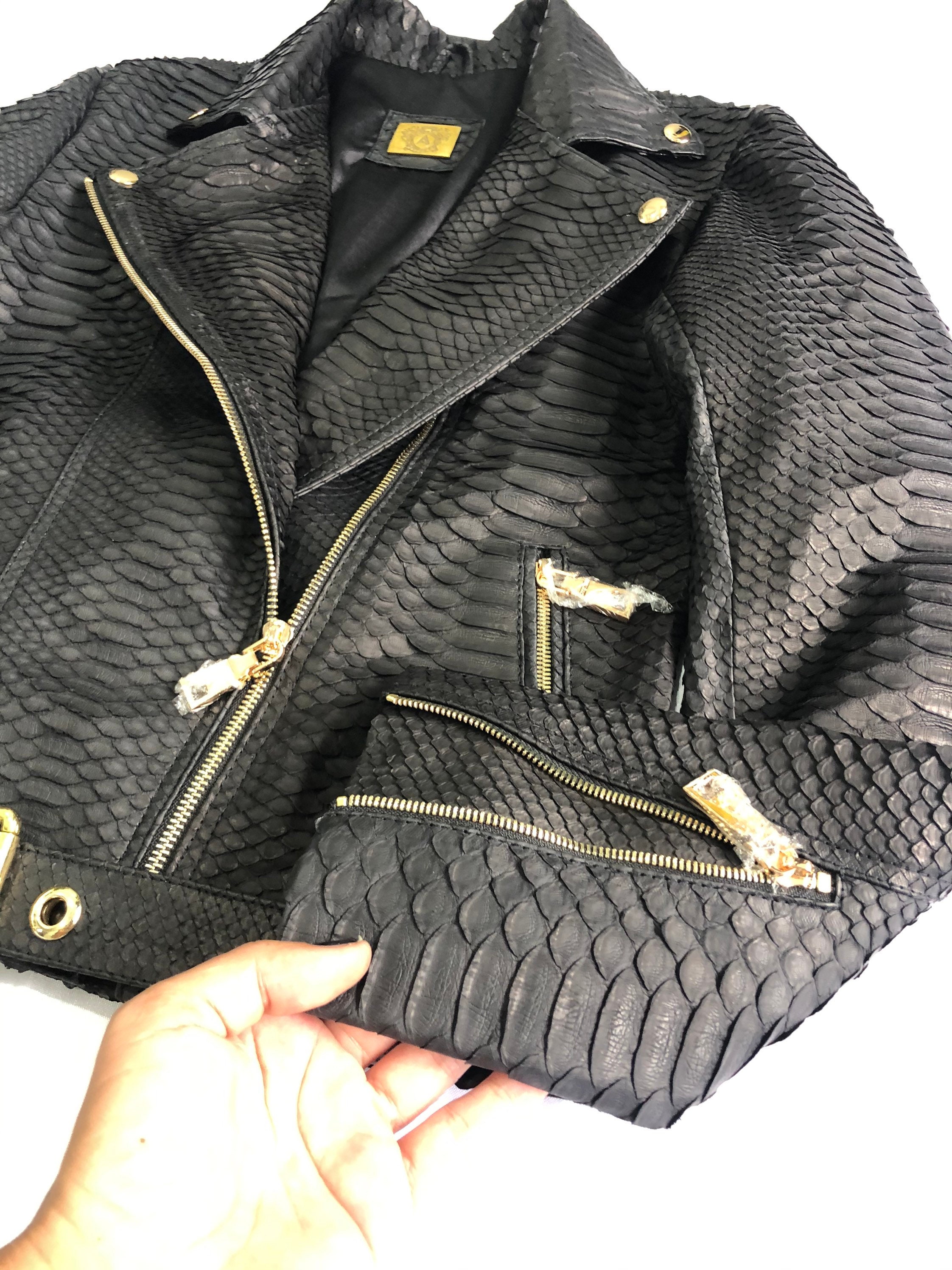 Snakeskin Jacket Python Leather Jacket Woman's Biker - Etsy Canada