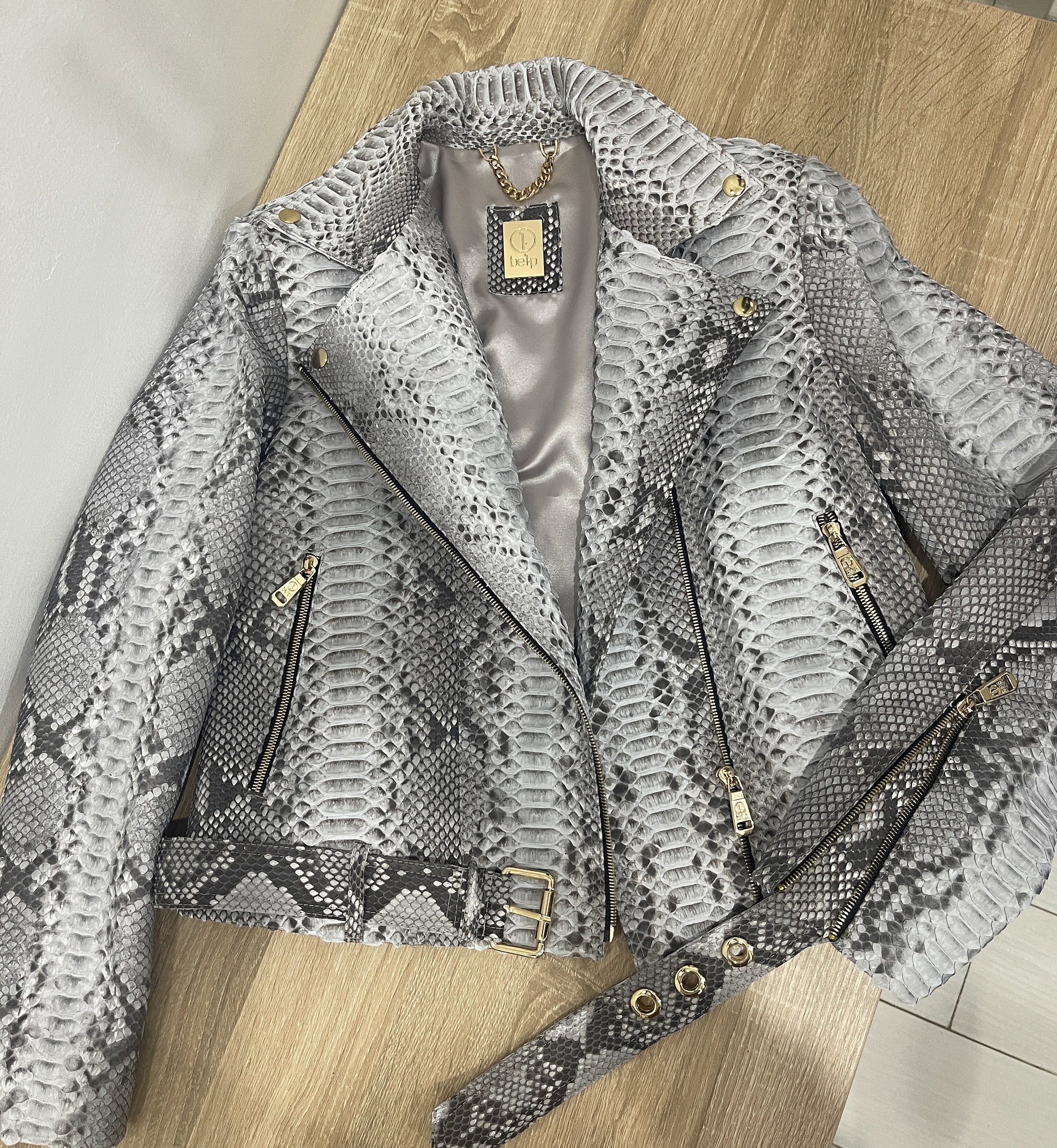 Women's Snakeskin Jacket, Python Leather Jacket, Real Python Leather ...